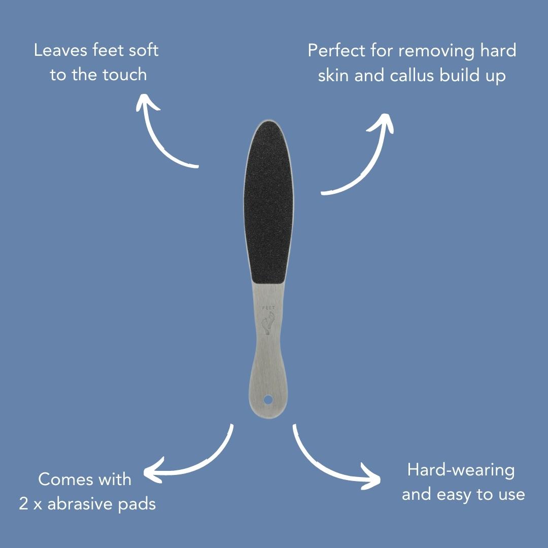 Foot File for Hard Skin with Stainless Steel Handle by Bare Feet